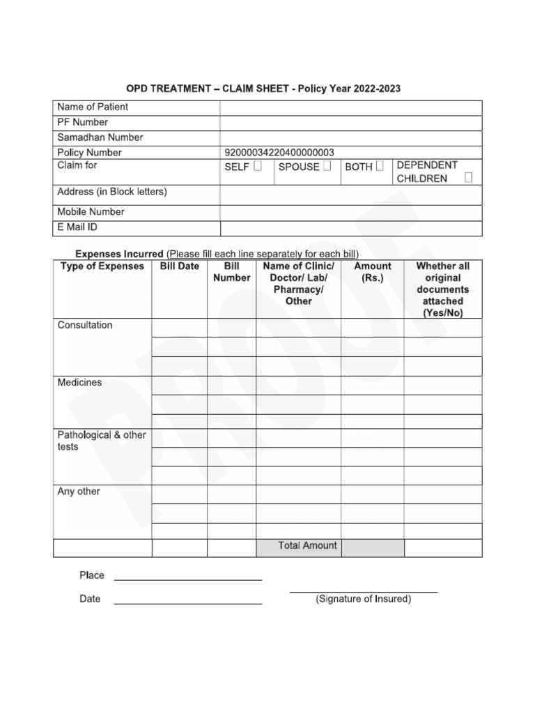 Claim Form - OPD - New | PDF