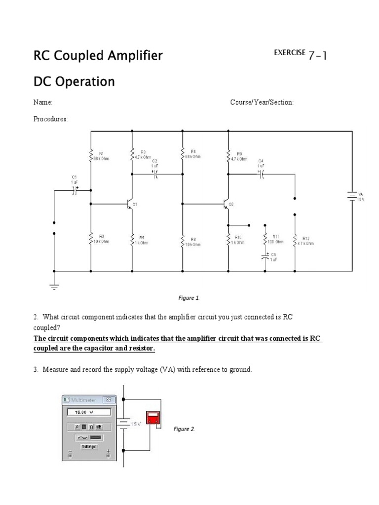 RC Coupled Amplifier - DC Operation - EXERCISE 7 | PDF | Amplifier | Electronic Oscillator
