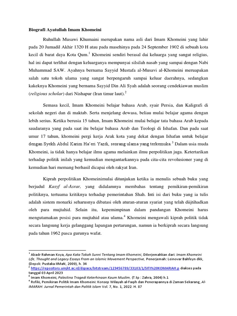 Biografi Ayatullah Imam Khomeini | PDF