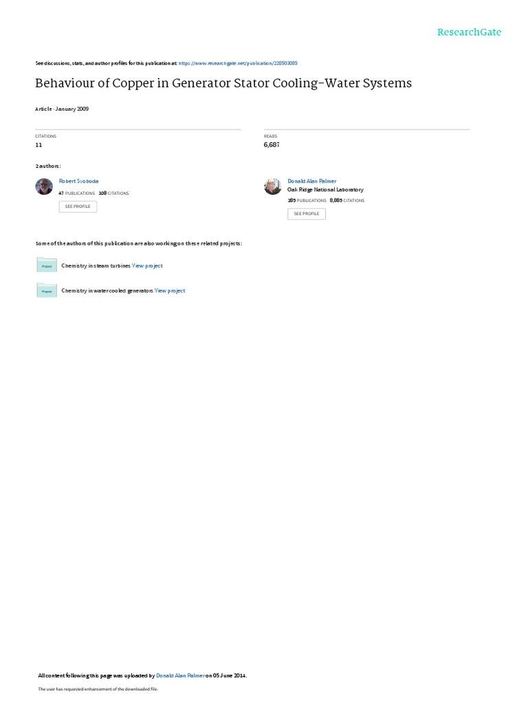 Behaviour of Copper in Generator Stator Cooling-Wa | PDF | Ph | Copper