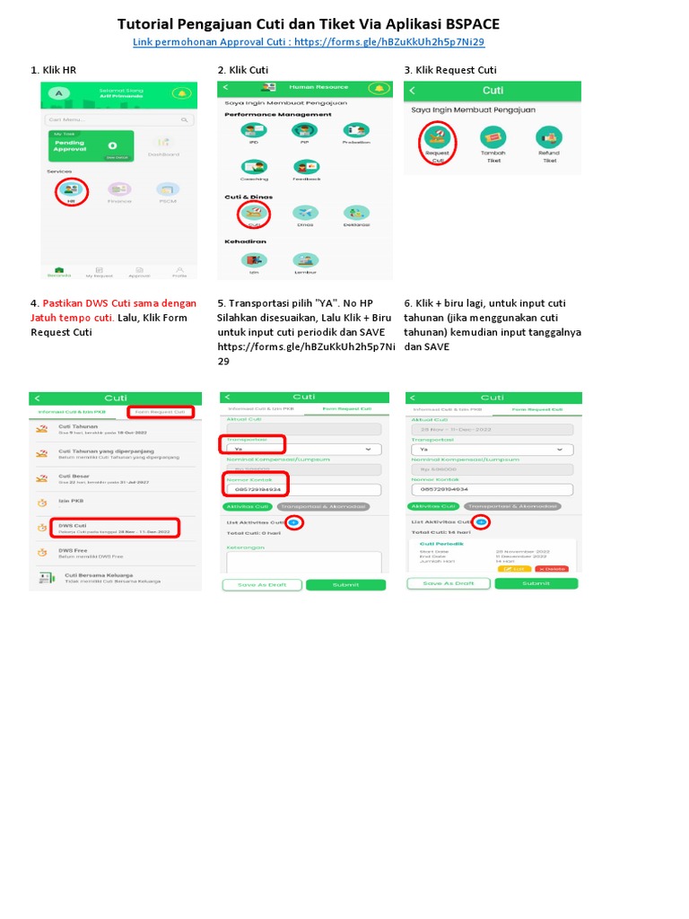 Tutorial Pengajuan Cuti Dan Tiket Via BSPACE | PDF