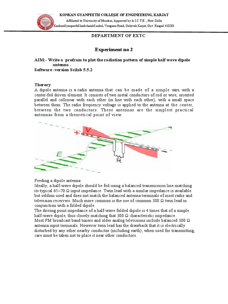 Experiment No 2: Department of Extc | PDF | Antenna (Radio ...