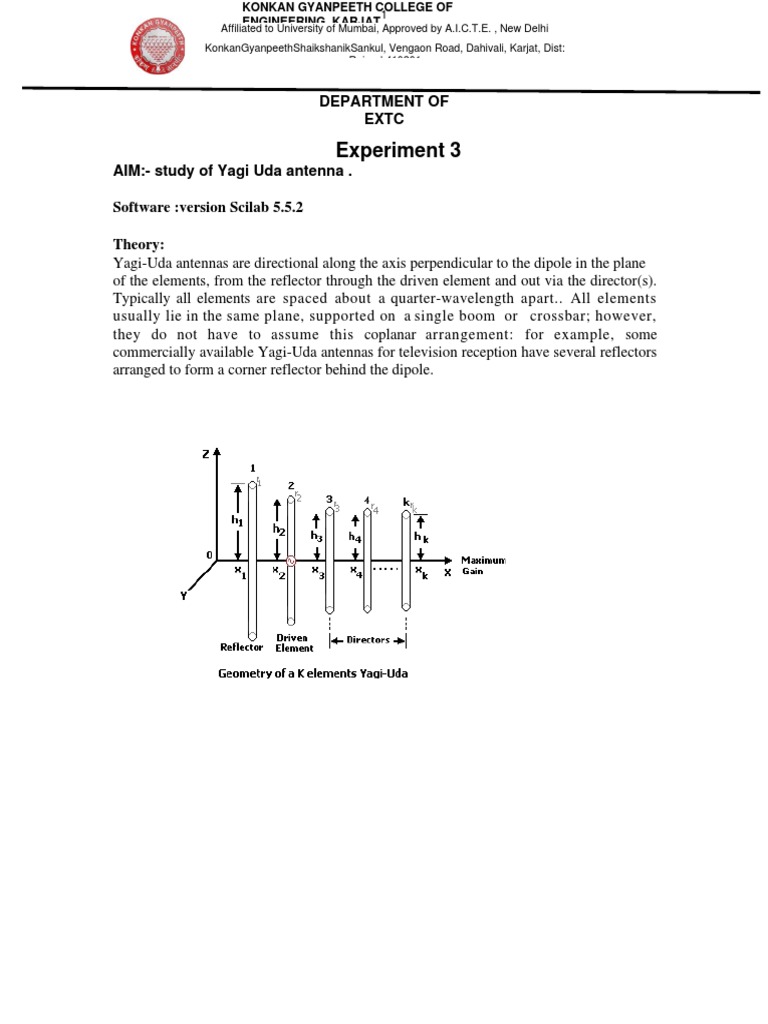 Experiment 3: Department of Extc | PDF | Antenna (Radio) | Radiation