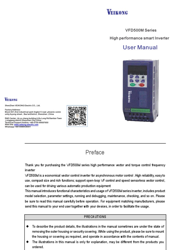 User Manual: VFD500M Series High Performance Smart Inverter | PDF ...