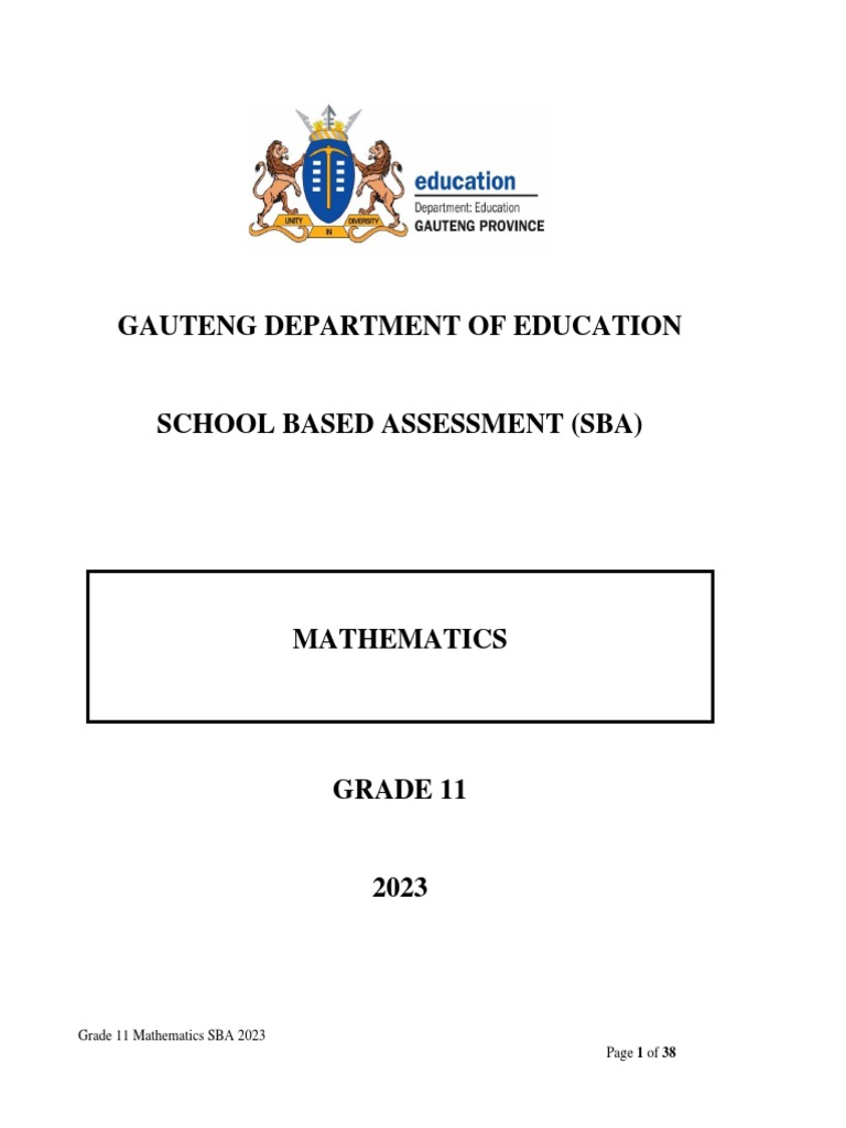 2023 Sba Mathematics Grade 11 Pdf Educational Assessment Learning