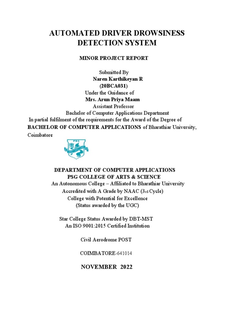 Automated Driver Drowsiness Detection System Pdf Java Programming Language Software Testing