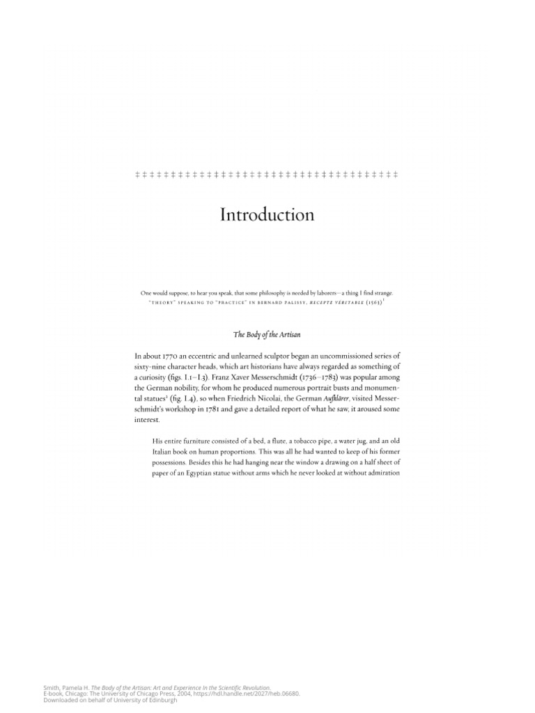Smith, Pamela H. The Body of The Artisan: Art and Experience in The Scientific Revolution ...