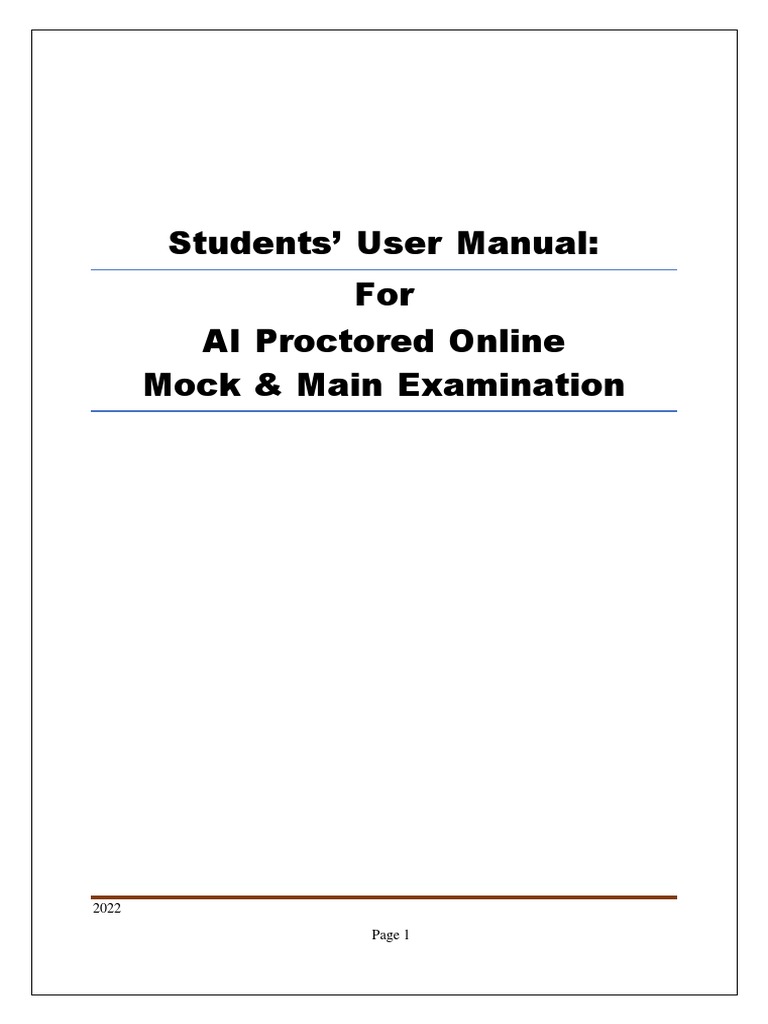 Students' User Manual: For AI Proctored Online Mock & Main Examination | PDF | Login | Internet