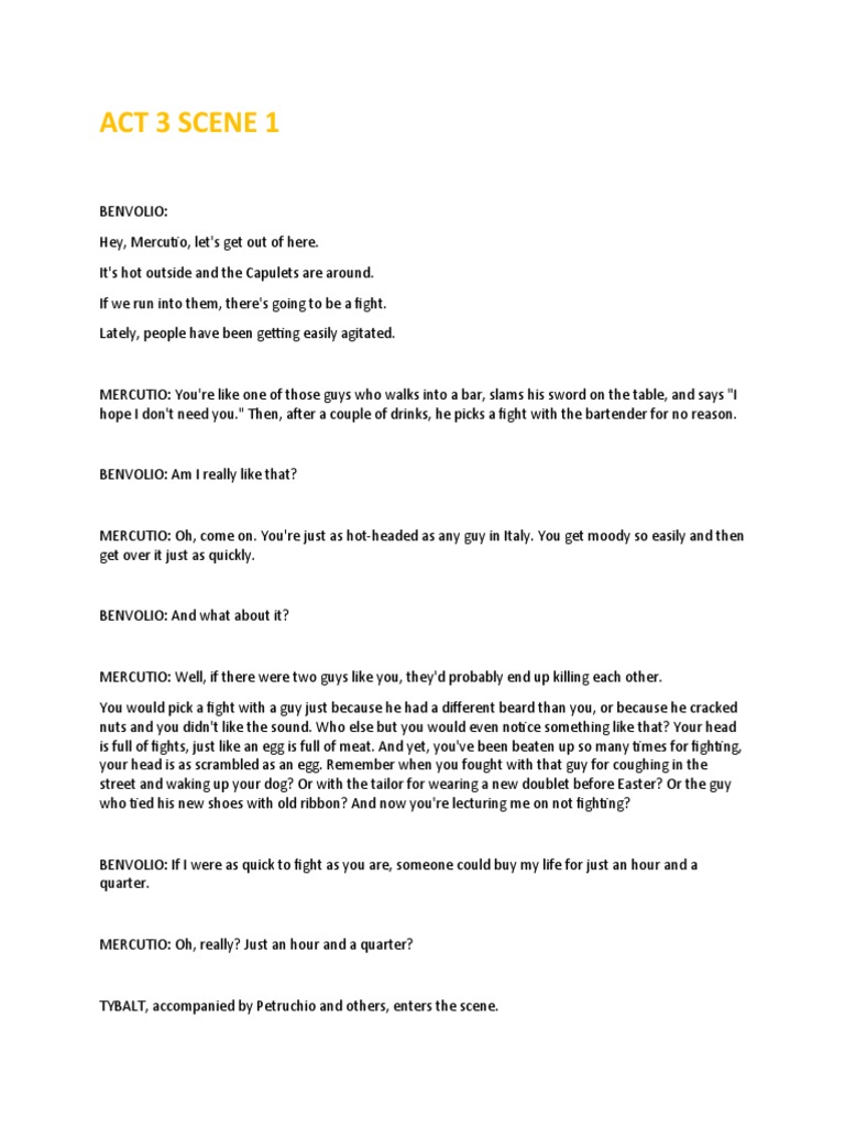 Act 3 Scene 1 | PDF | Characters In Romeo And Juliet