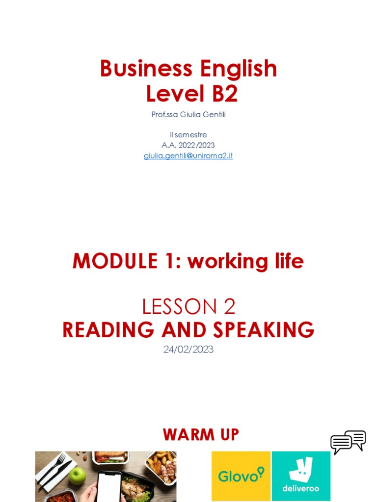 Business English B2: Food Delivery Module | PDF | Career & Growth ...