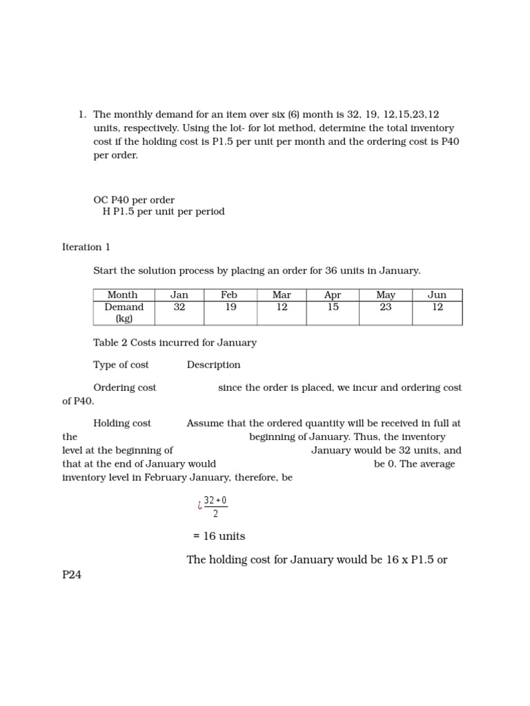 Part Period Balancing Method Analysis | PDF | Production And ...