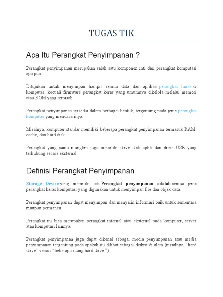 Jenis dan Fungsi Perangkat Penyimpanan | PDF