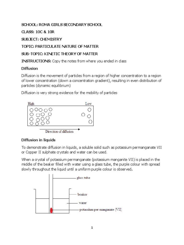 Kinetic Theory of Matter | PDF | Gases | Diffusion