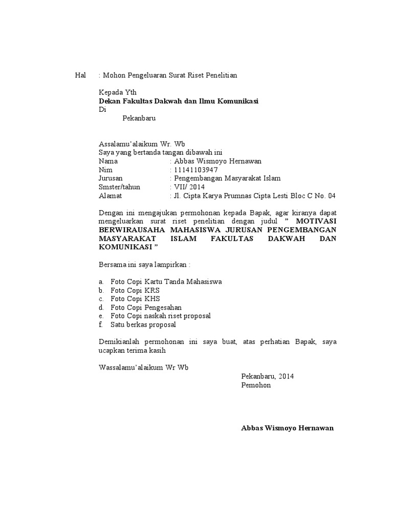 Hal Surat Riset | PDF