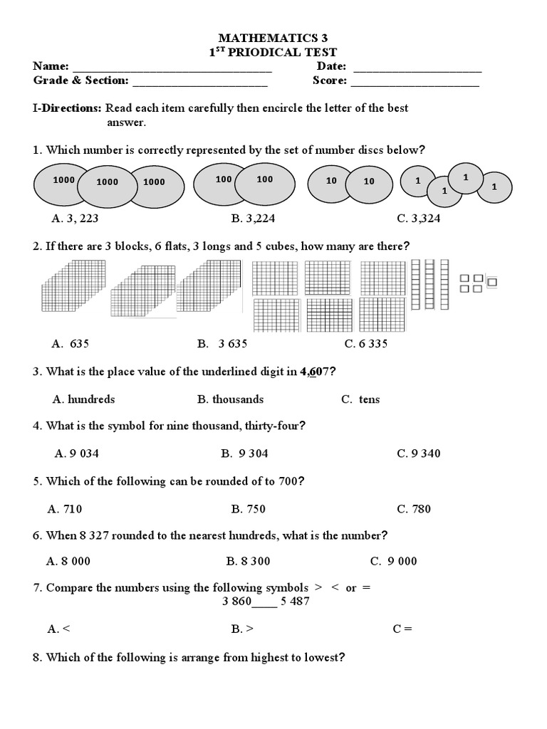 Grade 3 Math Periodical Test | PDF | Foreign Exchange Market | Currency