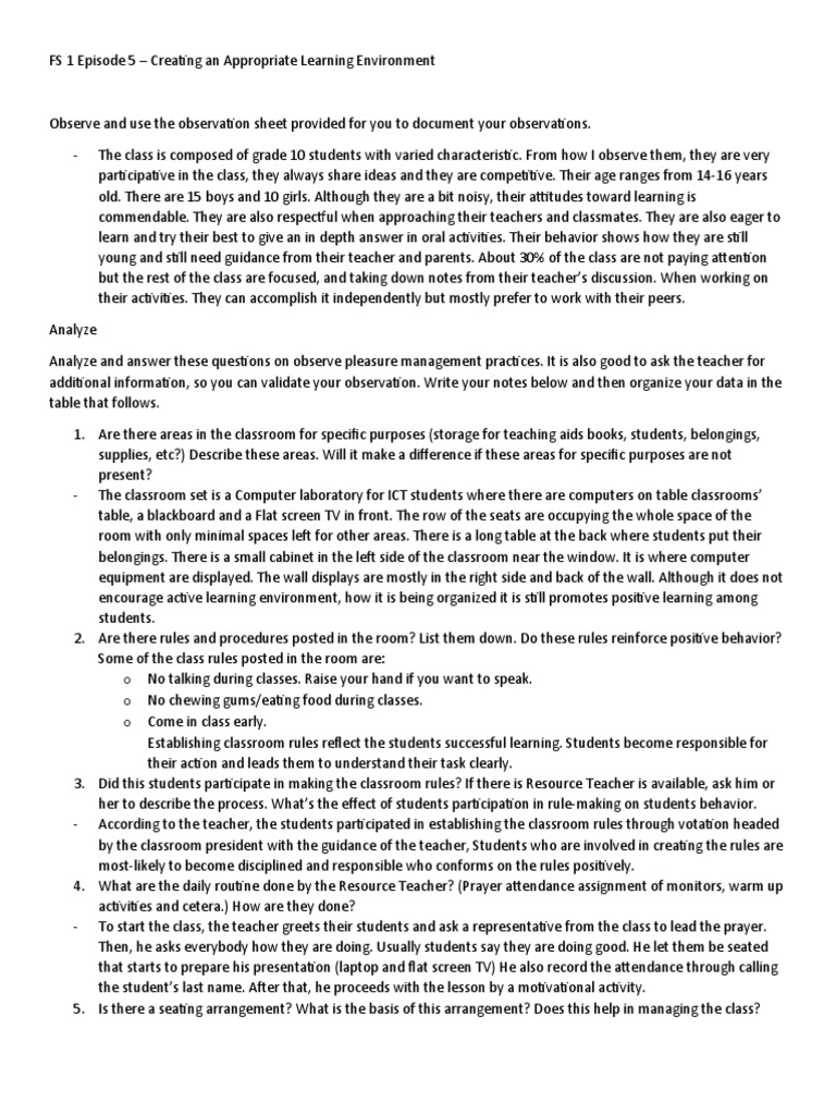 FS 1 - Episode 5 | PDF | Learning | Teachers