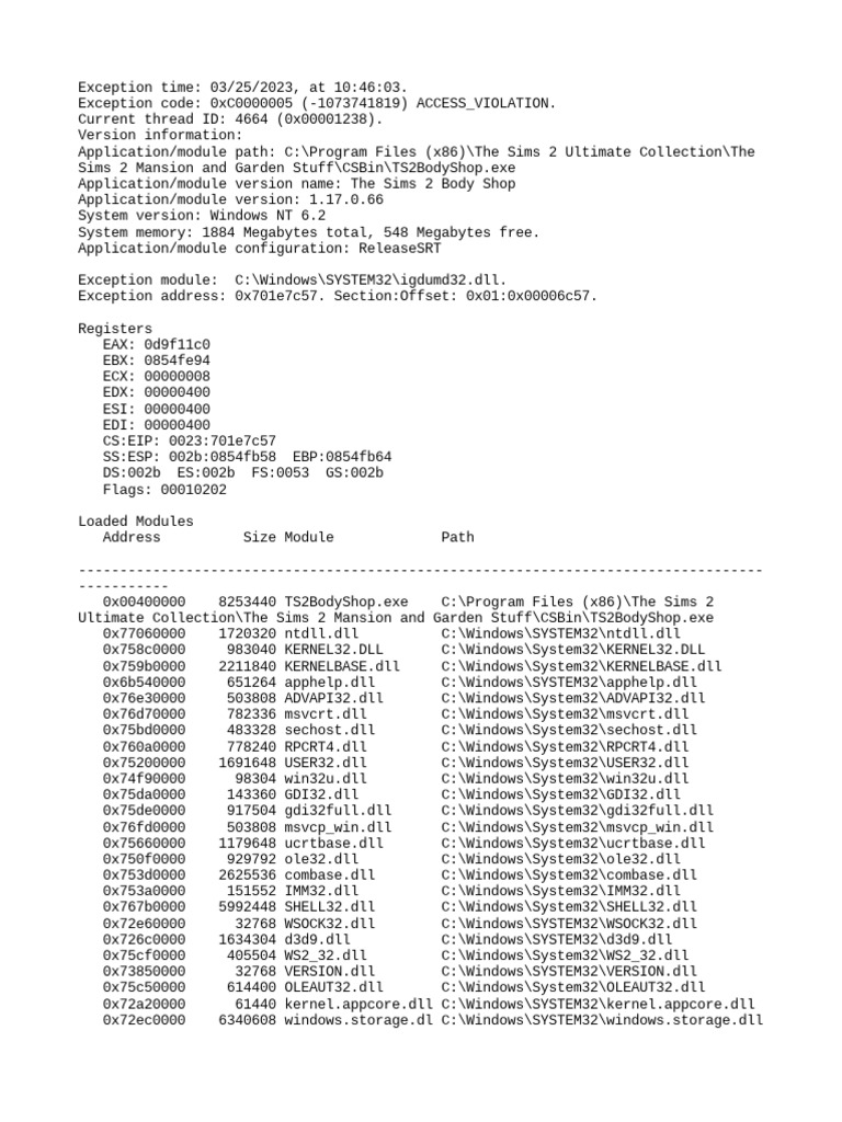The Sims 2 Body Shop Graphics Driver Crash Analysis | PDF | Microsoft Windows | Computing
