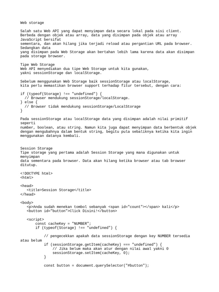 Kelas Dicoding Web Storage | PDF | Komputer