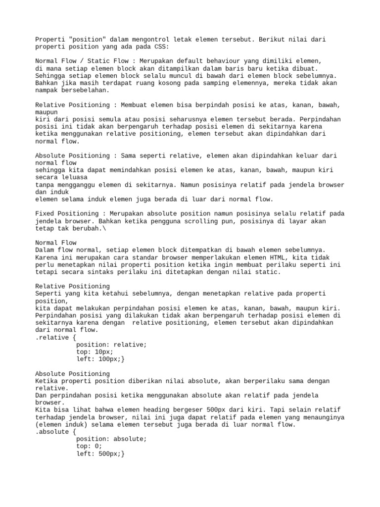 Panduan CSS Positioning | PDF | Komputer