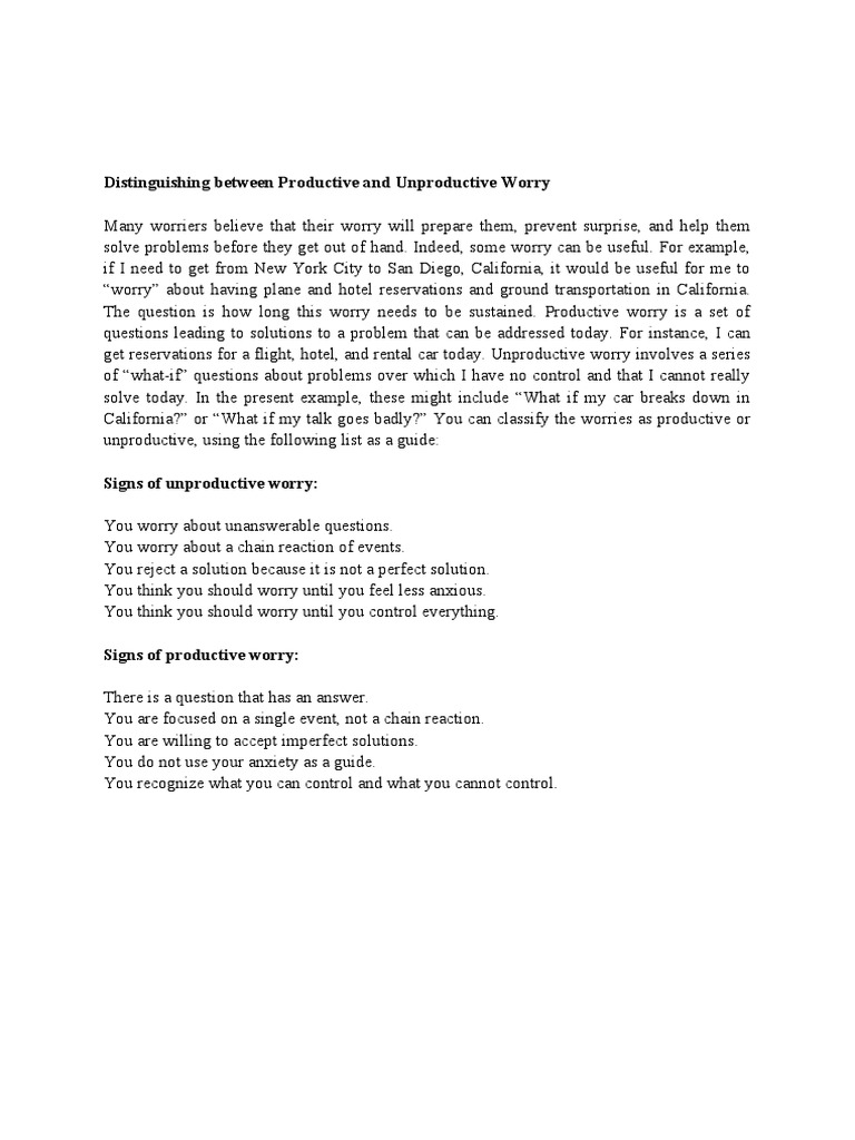 Classify Worries | PDF