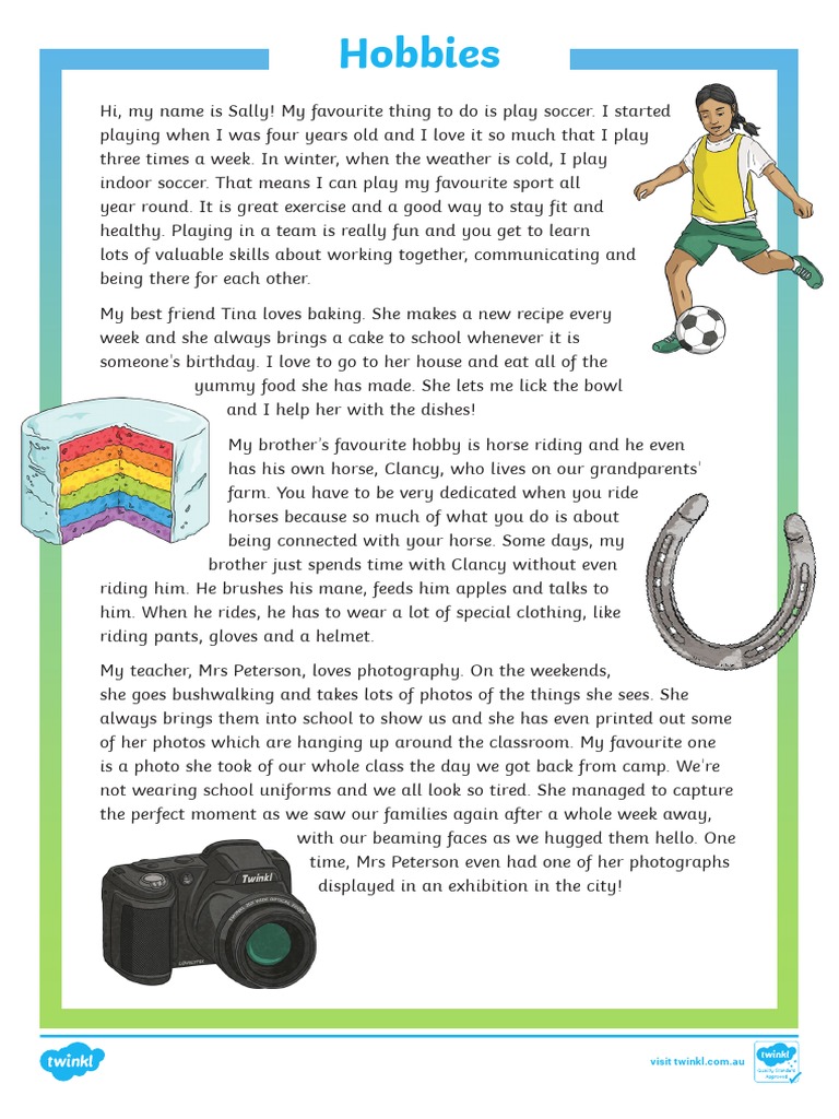 Au L 1648904247 Hobbies Reading Comprehension - Ver - 1 | PDF