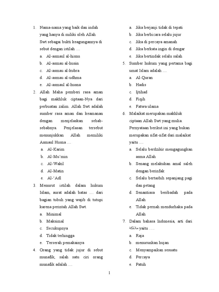 Asmaul Husna dan Hukum Islam Dasar | PDF
