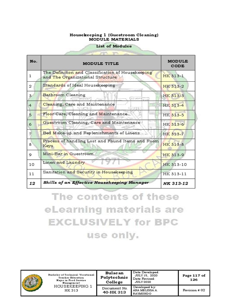 Skills of An Effective Housekeeping Manager | PDF | Housekeeping ...