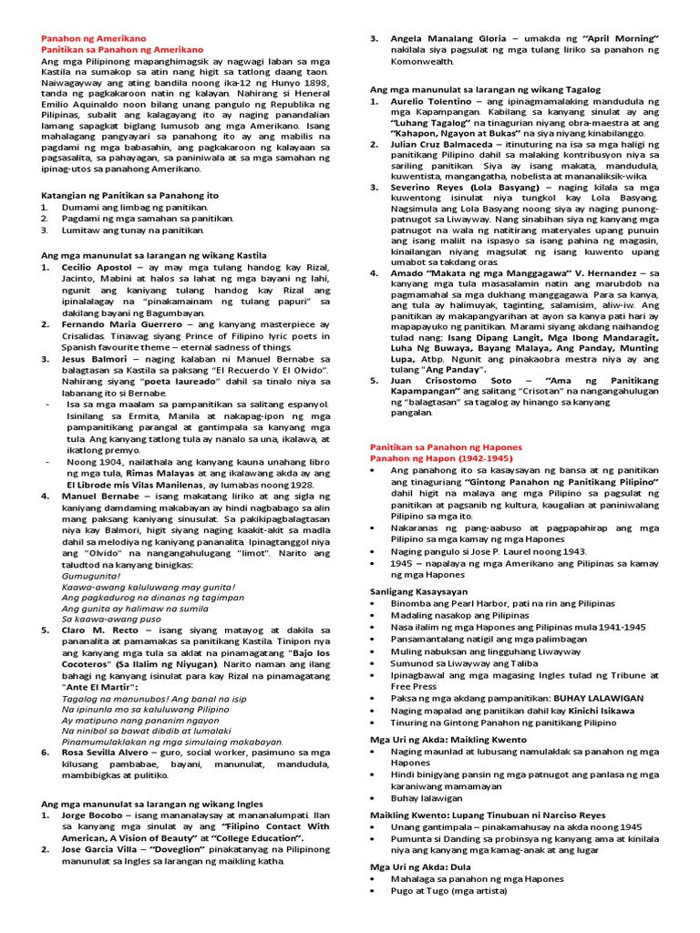 Concised Midterm Reviewer Panitikan | PDF