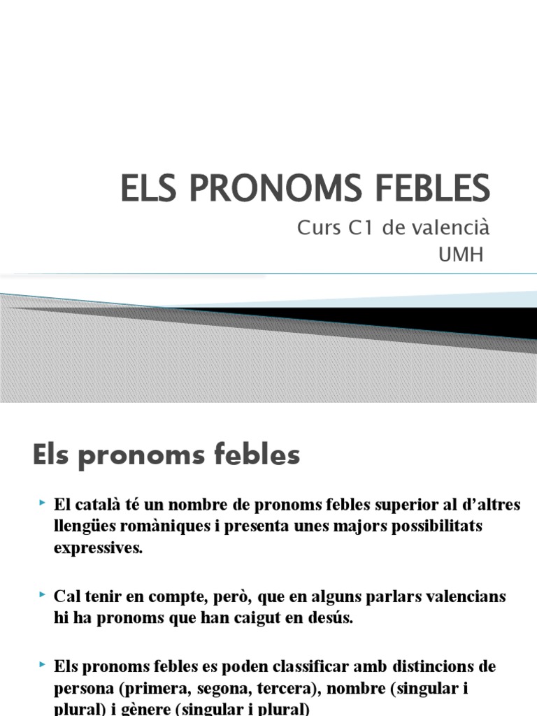Els Pronoms Febles | PDF