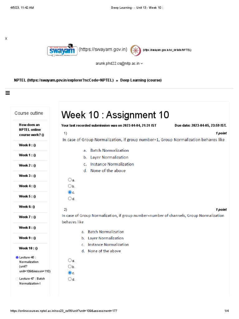 Week 10: Assignment 10: (Https://swayam - Gov.in) | PDF | Behavior Modification | Learning