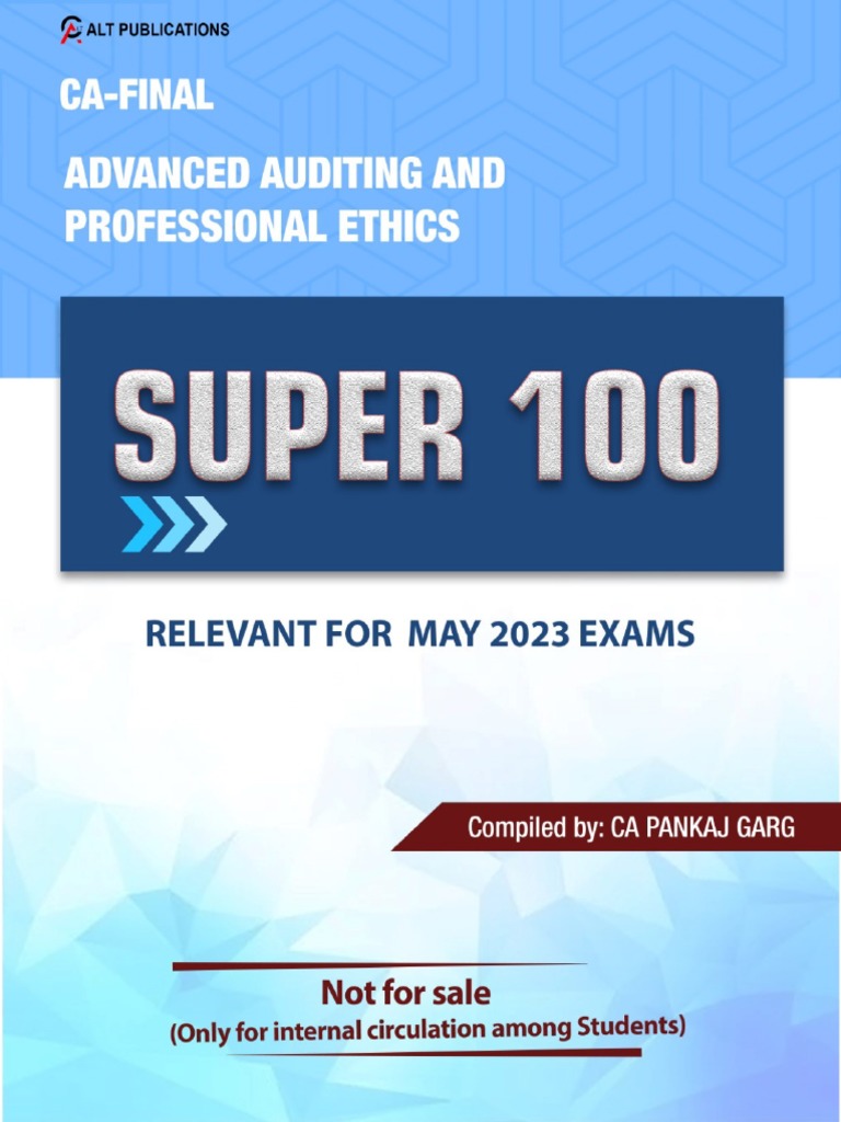 Final Audit Super 100 Questions - May 2023 Exams | PDF | Audit ...