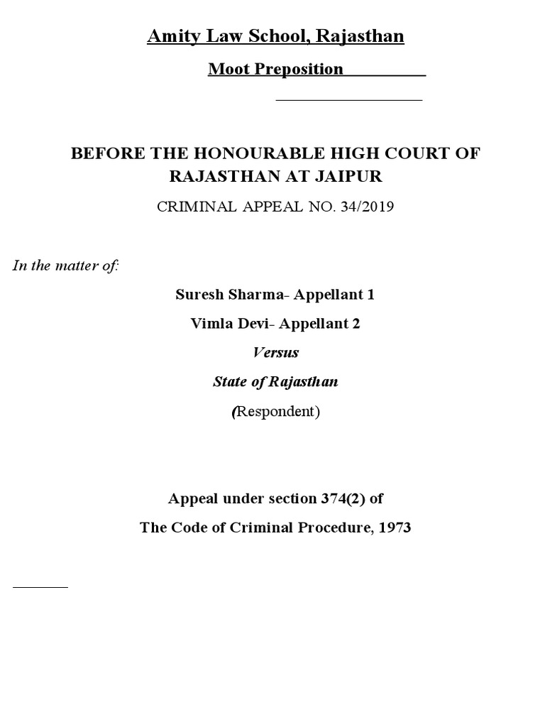 IPC Moot Preposition | PDF | Loans | Appeal