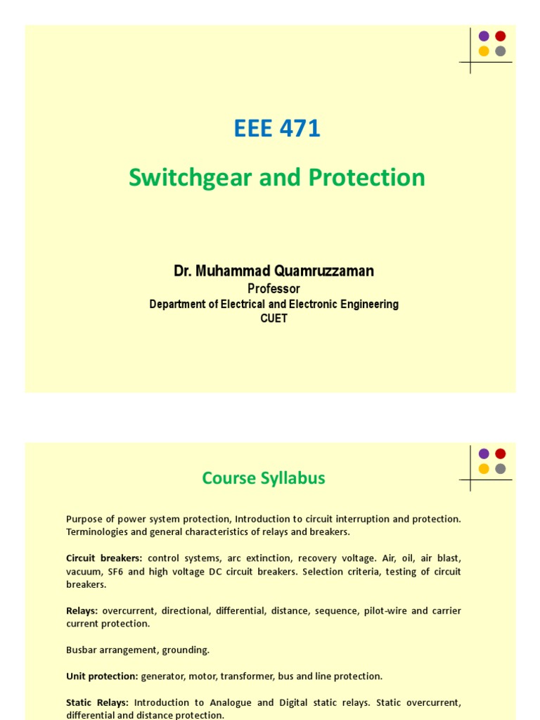 EEE 471 - Lecture 1 | PDF | Fuse (Electrical) | Electric Power System