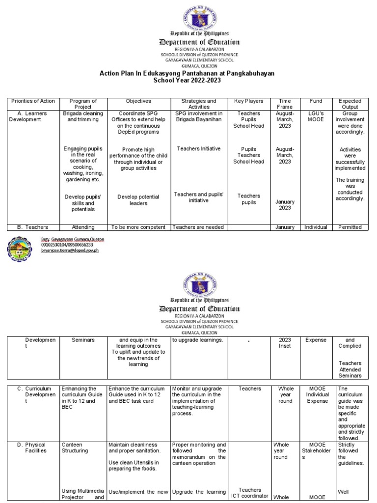 Action Plan EPP | PDF