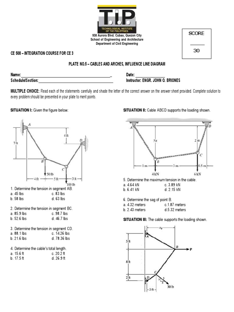 CE 508 Cable & Arch Influence Diagrams | PDF | Civil Engineering ...