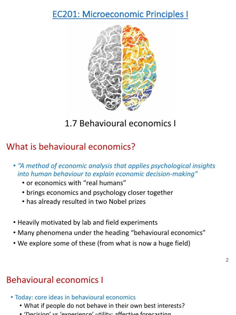1.7 Behavioural Economics | PDF | Behavioral Economics | Economics