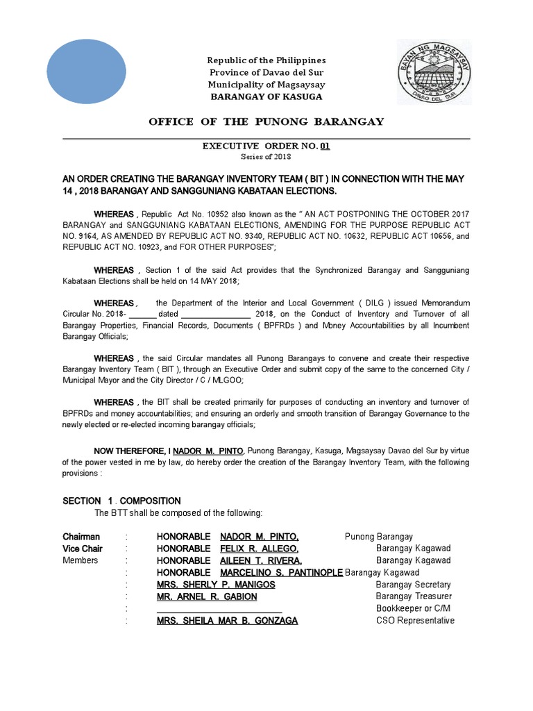 Office of The Punong Barangay | PDF | Justice | Crime & Violence