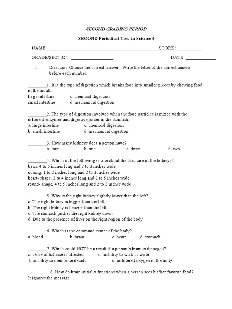 Science-2nd Periodical Test | PDF | Digestion | Parasitism