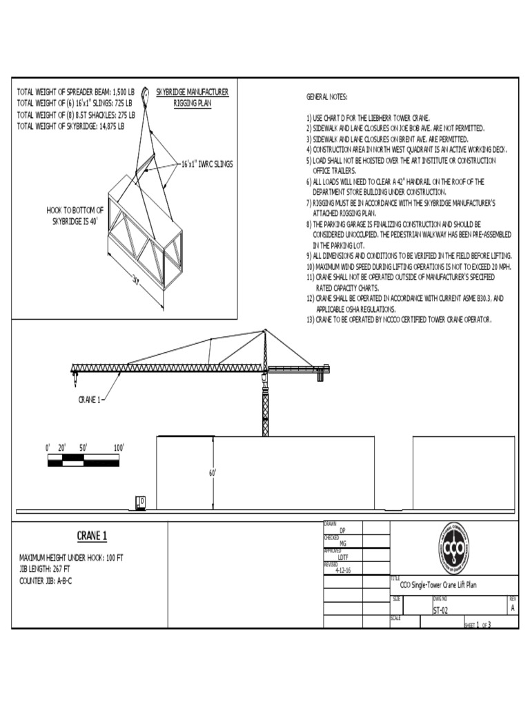 Single Tower Crane Sample Lift Plan - 0416 | PDF | Crane (Machine) | Civil Engineering