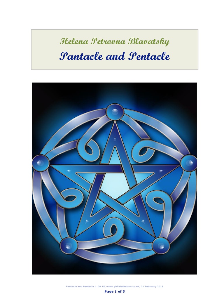 Helena Blavatsky's Insights on the Pantacle and Pentacle | PDF ...