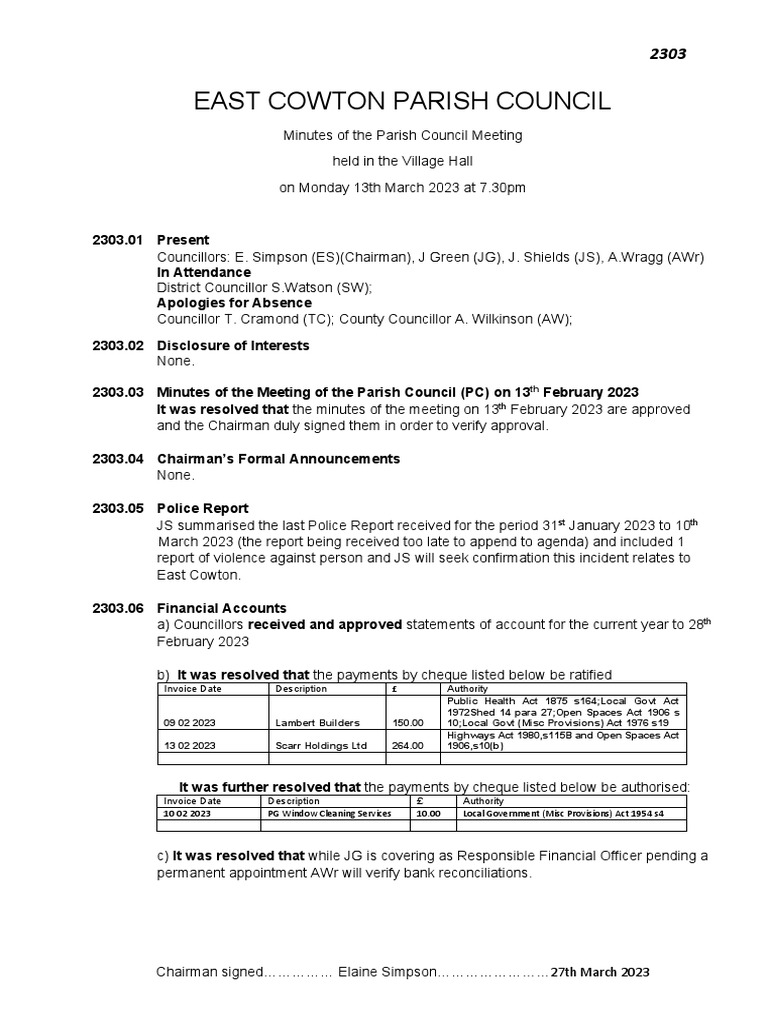 2303 1 Minutes Signed | PDF