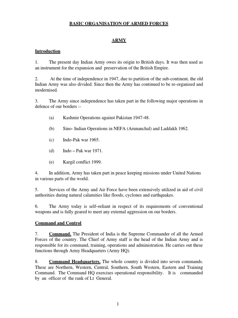 Indian Armed Forces Organization | PDF | Infantry | Armoured Warfare