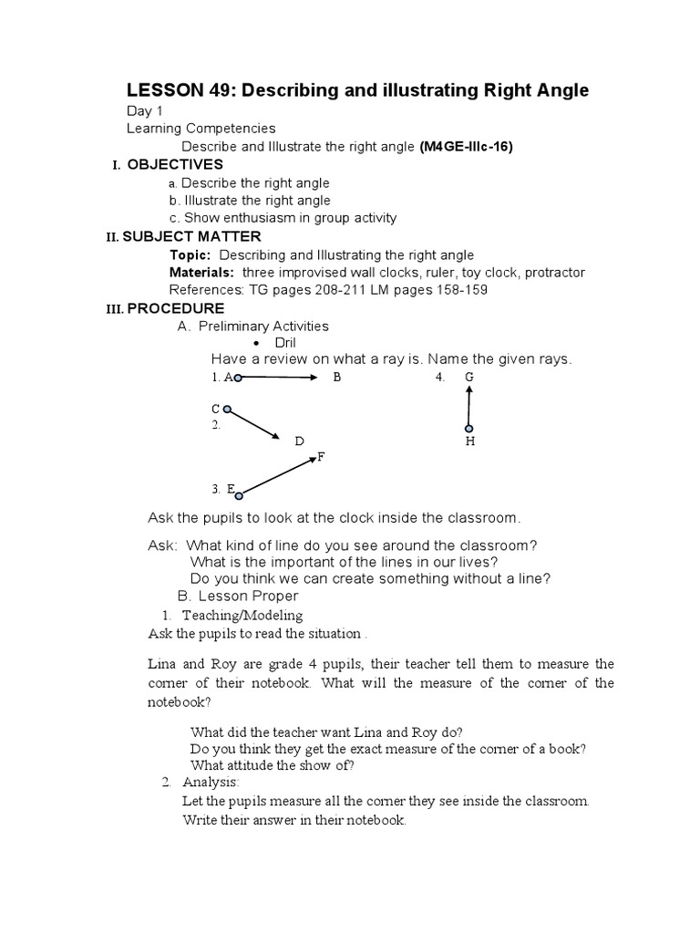 Lesson 49 Day 1 | PDF | Angle | Teachers