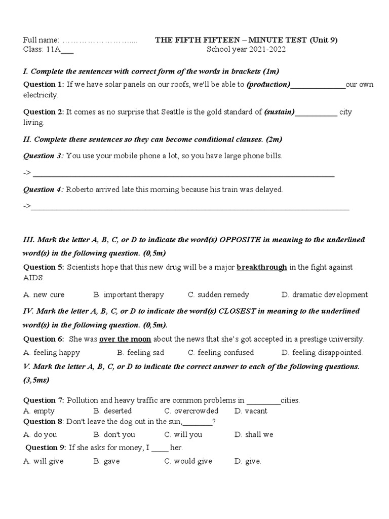 15 Min Test (B) | PDF