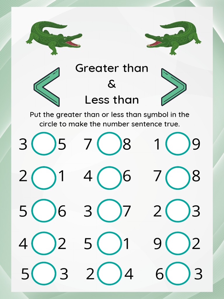 Less Than Greater Than Math Worksheet | PDF | Mathematics | Abstract ...