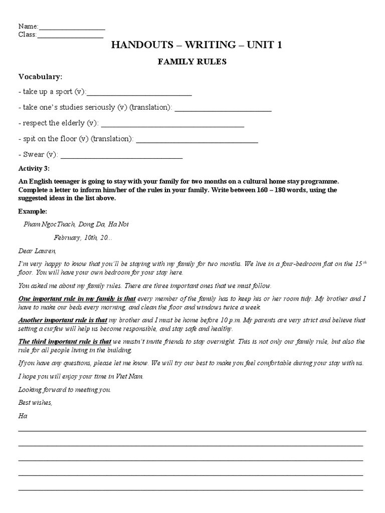 Handouts - Writing - Unit 1 | PDF