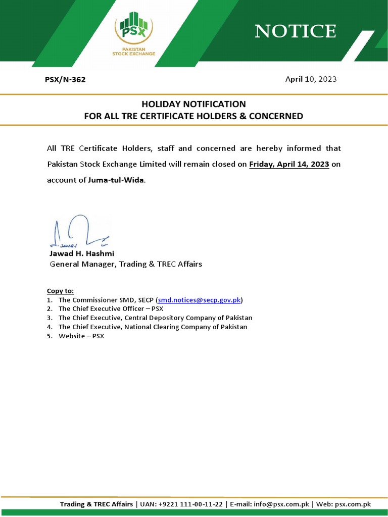 HOLIDAY Juma-tul-Wida. | PDF