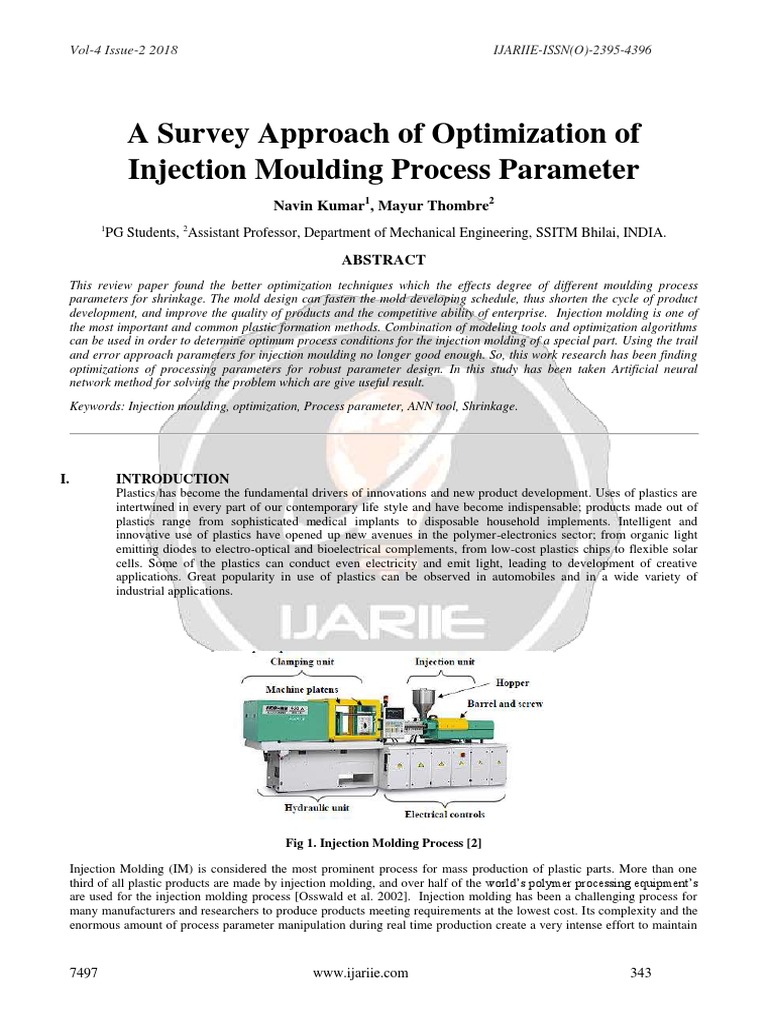 Analysis Of Injection Moulding Machine Process Pdf Simulation Mathematical Optimization