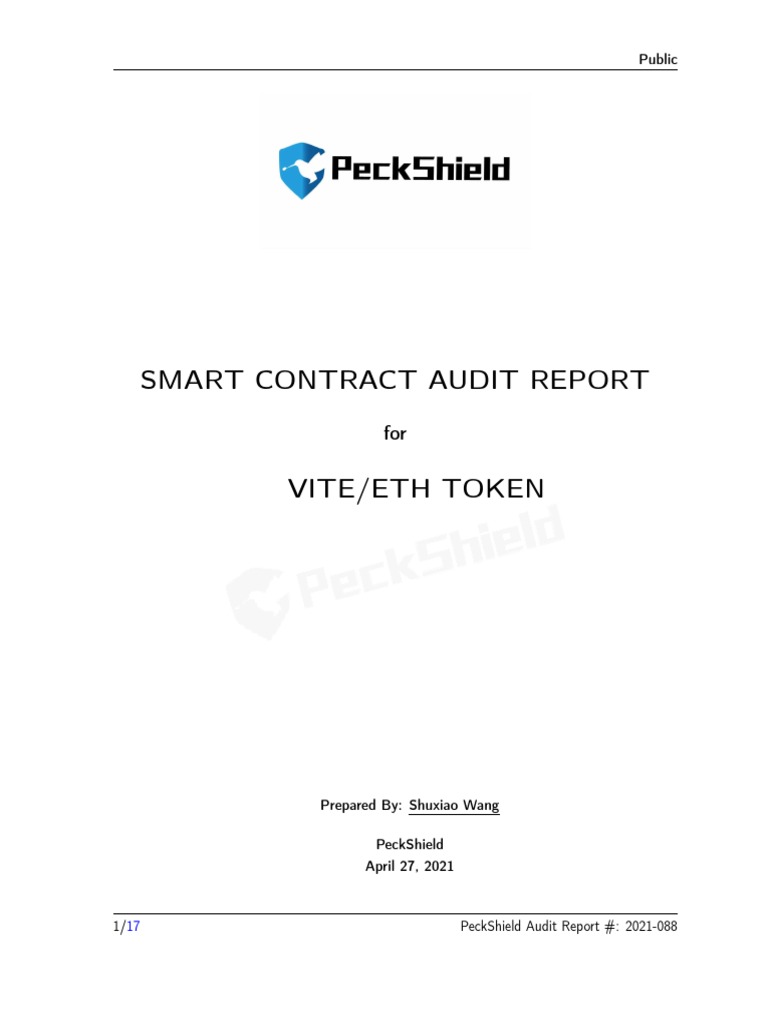 Audit Report VITE ERC20 v1.0 | Download Free PDF | Vulnerability (Computing) | Software Bug