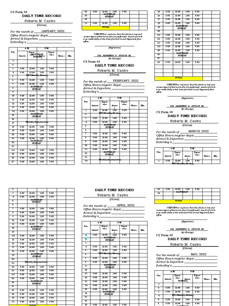 DTR Form JANUARY - JUNE | PDF